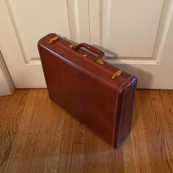 Samsonite | Bags | Vintage Usa Samsonite Luggage Leather Hard Shell ...